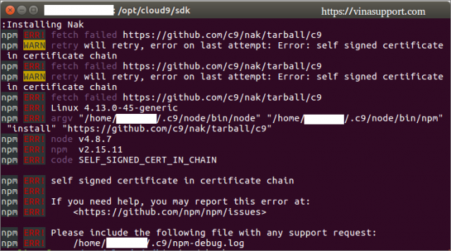 Khắc phục lỗi "ERR! self signed certificate in certificate chain" của npm