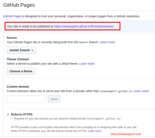 Tạo và lưu trữ Static Website sử dụng GitHub Pages - VinaSupport