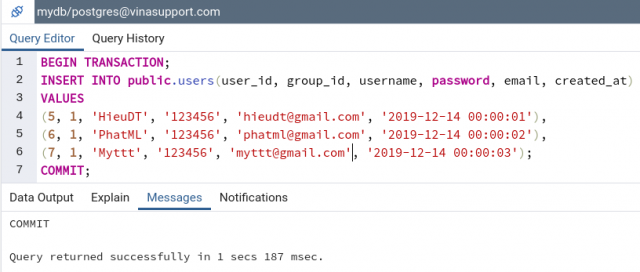 [PostgreSQL] Sử dụng Transactions trong PostgreSQL - VinaSupport