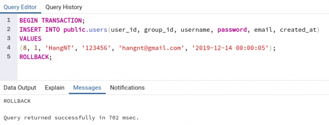 [PostgreSQL] Sử dụng Transactions trong PostgreSQL - VinaSupport