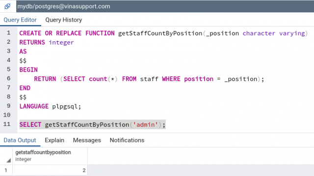 [PostgreSQL] Tạo vào quản lý PostgreSQL Function - VinaSupport