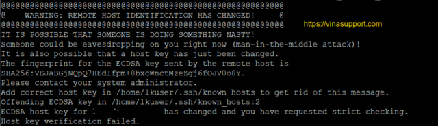 Fix lỗi: "WARNING: REMOTE HOST IDENTIFICATION HAS CHANGED!"
