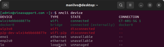 Quản lý Thiết bị Network Device bằng lệnh nmcli trên Ubuntu - VinaSupport