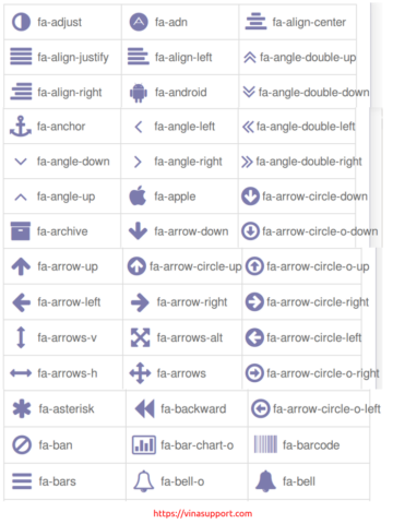 Sử dụng các icons có sẵn trên Odoo - VinaSupport