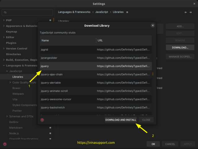 Hỗ trợ Jquery và các thư viện Javascript trên PHPStorm