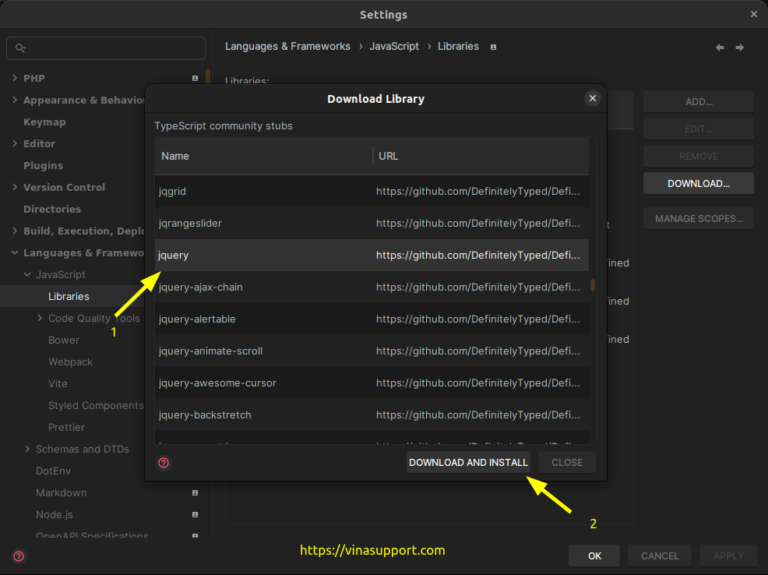Hỗ trợ Jquery và các thư viện Javascript trên PHPStorm